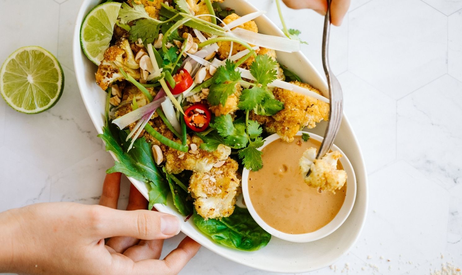 Cauliflower wings with satay sauce | Pic's Peanut Butter